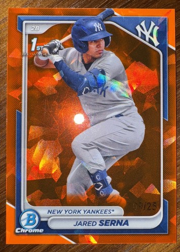 2024 Bowman 1st Chrome Sapphire Orange Refractor NY Yankees Jared Serna ...