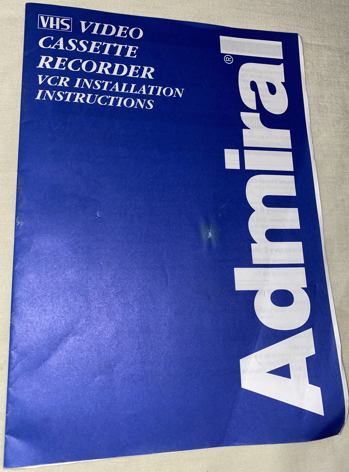 Admiral VHS Video Cassette Recorder VCR Installation Instructions | eBay