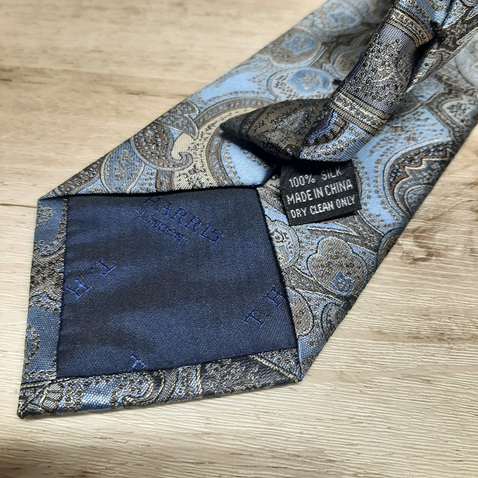 T Harris London Floral Tie Blue Paisley Neck Tie Mens Pre-owned | eBay