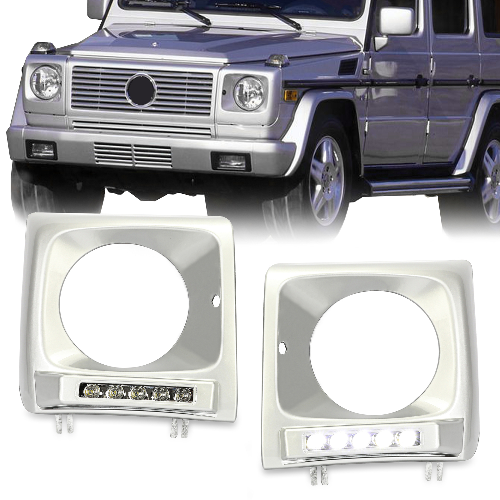LED Headlight Cover Bezels For W463 G65 G500 G550 G55 G63 G-Class G ...