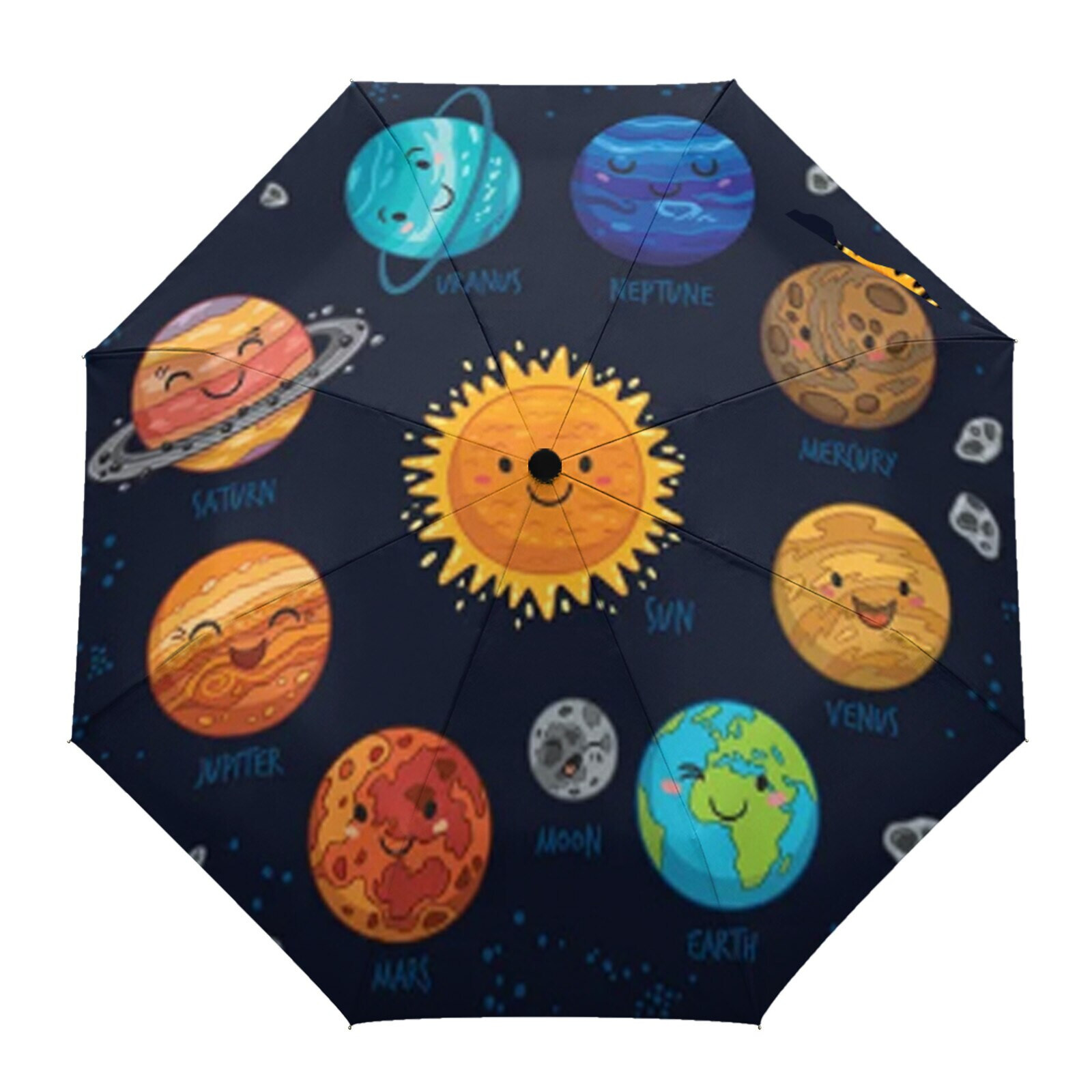 Happy Planets Solar System Automatic UV Protect Rain Proof Three Fold ...