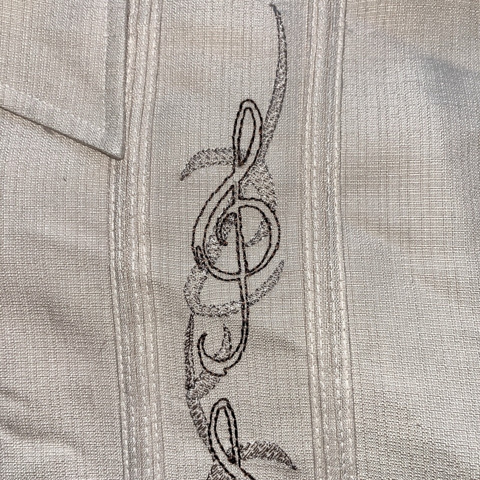 Treble Clef Music Cuban Style Tan Shirt Pronto Uomo Mens 2XL | eBay UK