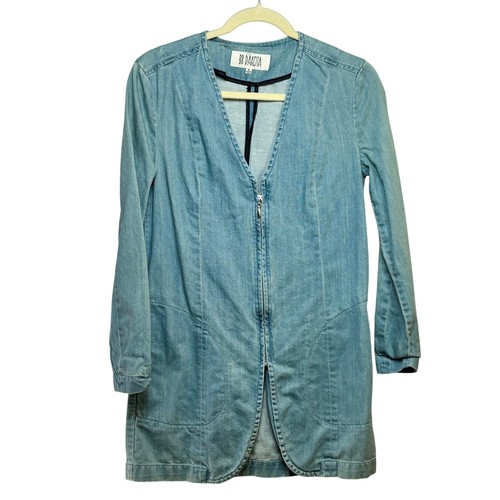 BB Dakota Chambray Minidress Faded Light Blue L/S Zip Up Women's Small ...