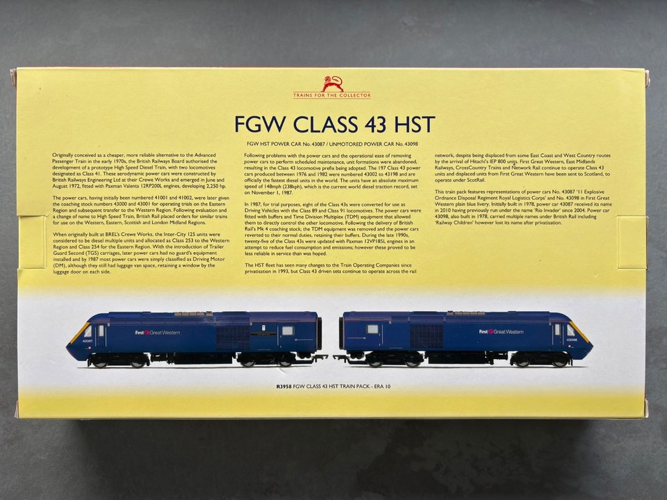 HORNBY 00 GAUGE - CLASS 43098 HST FIRST GREAT WESTERN FGW (from R3958 ...