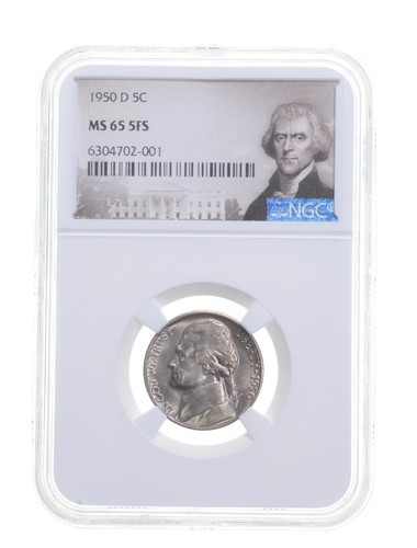 1950-D MS65 FS FULL STEPS Jefferson Nickel NGC Graded Special Label ...