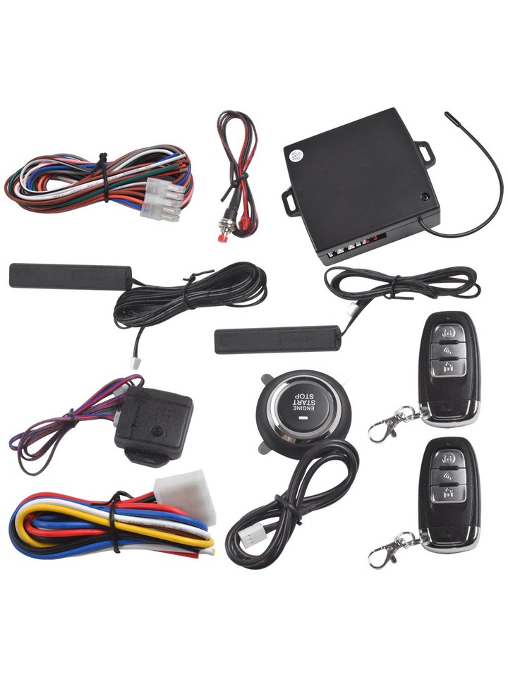 Keyless Entry Remote Starter Engine Push Start Button Kits Alarm System ...