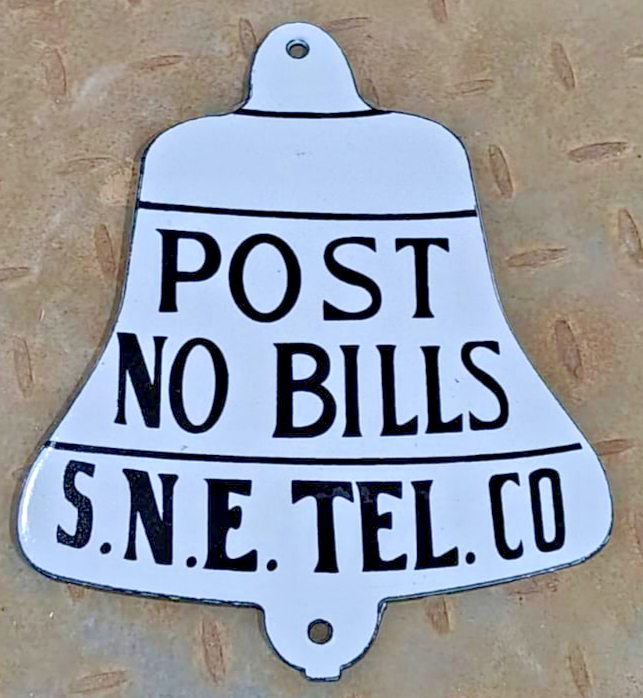 12X Rare Bell Telephone post NO Bills PORCELAIN ENAMEL SIGN BOARD SIZ 8 ...