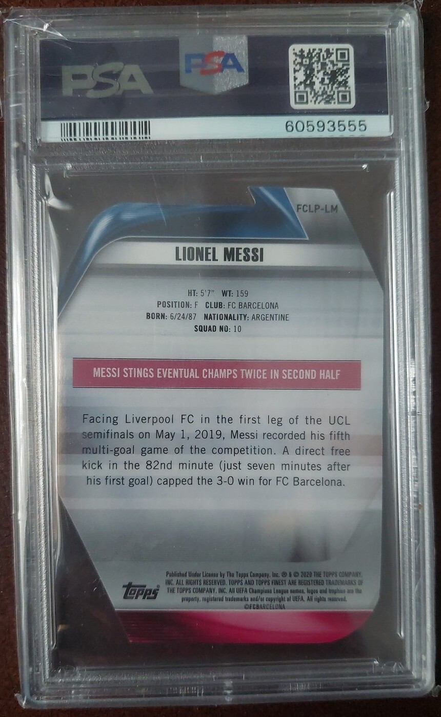 2019 Topps Finest UCL Performers Die-Cut Gold #LM Lionel Messi /50 PSA ...