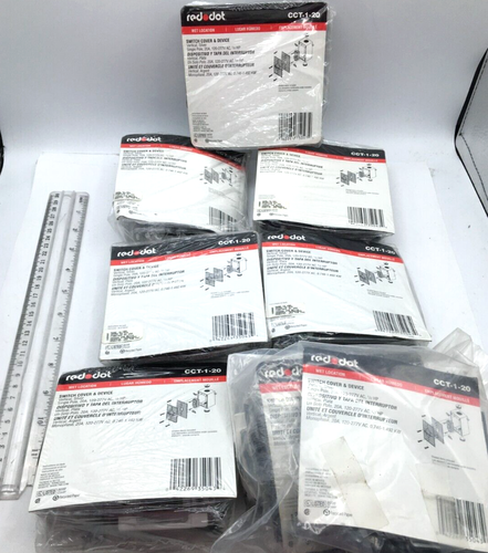 Red Dot Lot of 8 Switch Cover & Device Vertical Silver Single Pole 20A ...