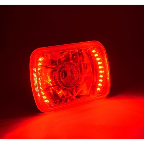 7X6 Red LED Halo Projector Halogen Crystal Headlights Angel Eye H4 ...