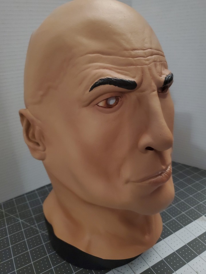WWE Pro Wrestling The Rock Latex Halloween Mask Dwayne Johnson Black ...