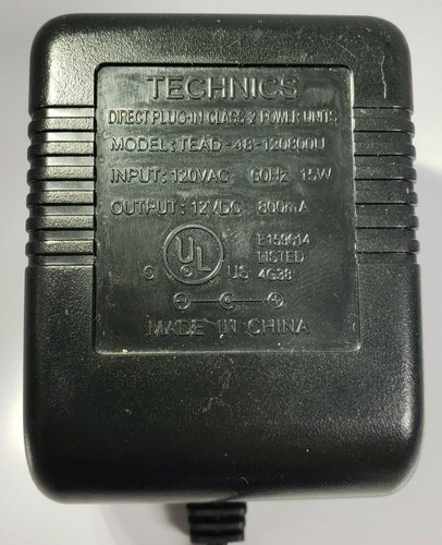 TECHNICS Direct Plug-in Class 2 Power Unit TEAD-48-120800U 120VAC ...