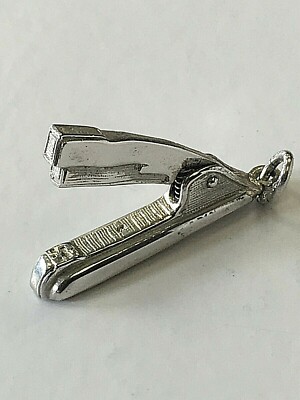 STAPLER FINE 925 STERLING SILVER VINTAGE CHARM PENDANT Teacher ...
