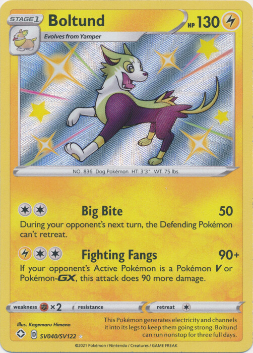 Boltund (Shiny) - SV040/SV122 Ultra Rare Shining Fates NM Pokemon TCG ...