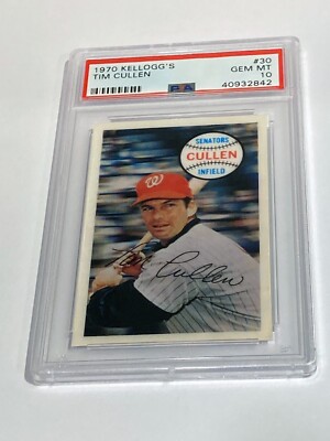 Tim Cullen 1970 Kellogg's PSA 10 Gem Mint Graded Card Washington ...