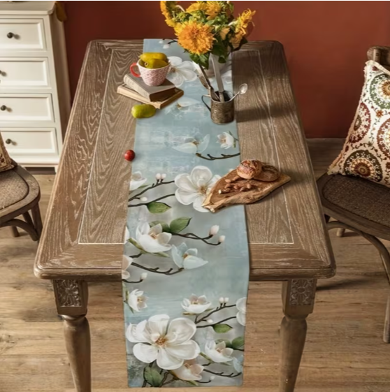 TABLE RUNNER- Magnolia Watercolor Runner 13x72 | eBay
