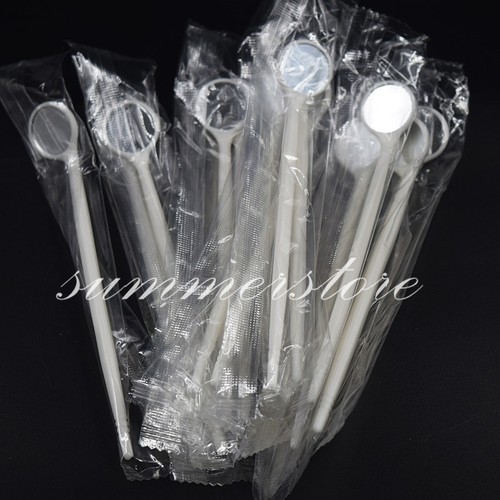 100 Pcs Dental Disposable Mouth Exam Mirrors Plastic Odontoscope ...