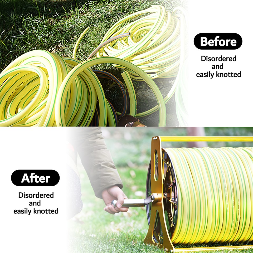 Garden Hose Reel Rack Aluminium+ Steel Heavy Duty Water Basket Outdoor ...