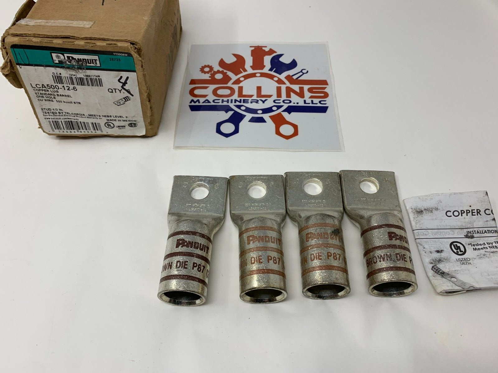 Panduit LCA500-12-6 500kcmil Copper Compression 1/2" Stud 1-Hole Lugs ...