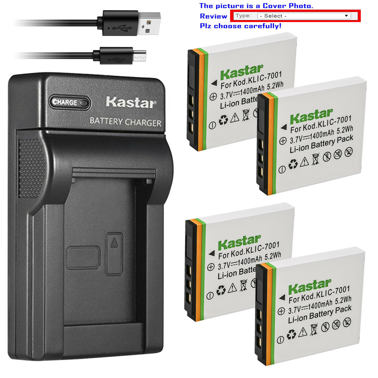 Kastar Battery Slim Charger for POLAROID T1232 T1234 T-1234 T1235 T ...