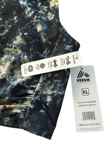 RBX Active Womens Longline Racerback Sports Bra Size XL Blue Spatter ...