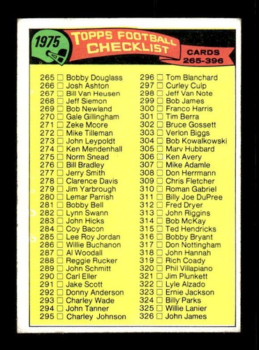 1975 TOPPS FOOTBALL #376 CHECKLIST 265-396 *UNMARKED* VG-EX | eBay