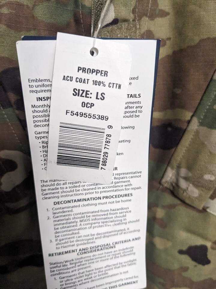 Propper - ACU Coat - New Spec 100% Cotton - OCP F549555 - Large/Short - New | eBay