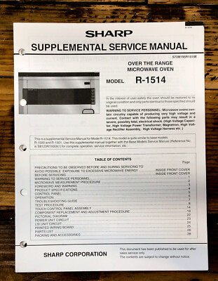 Sharp R-1514 Microwave Service Manual *Original* | eBay