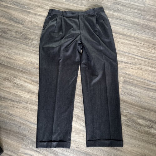 ENZO MANTOVANI 100% Italian Wool Pants Micro Check Black Gray Italy ...