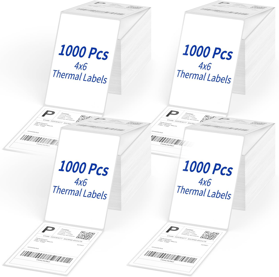 4" X 6" Direct Thermal Labels,4000 Fanfold Shipping Labels with ...