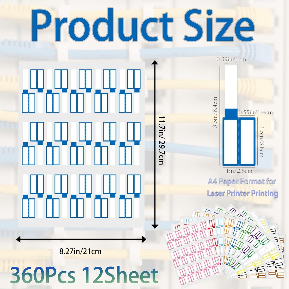 12 Sheet 360 Pcs Waterproof A4 Size 210 Mm X 297 Mm; 3.3 X 1 Inch ...