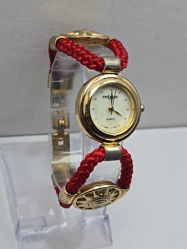 LA Express Womens Watch Red Braided Cord Concho Gold New Battery ...