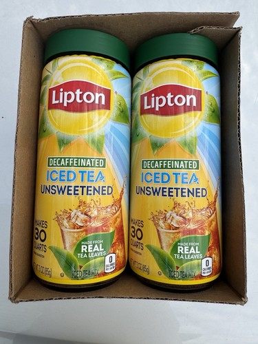 2 Lipton Decaffeinated Unsweetened Instant Iced Tea Mix Jar 30 Quarts ...