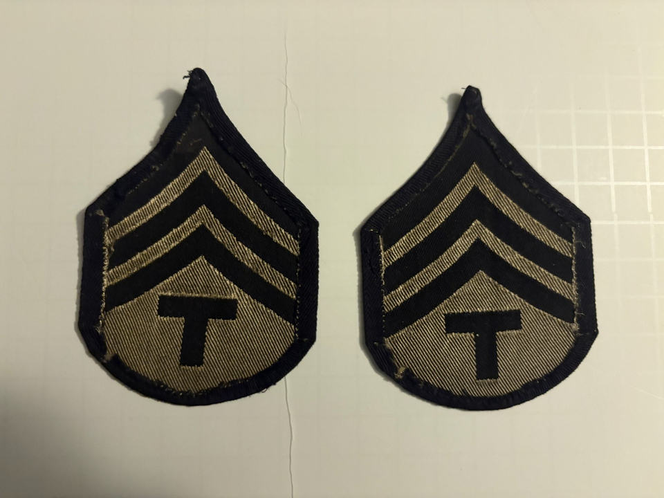 PAIR WW2 US Tech Sergeant Rank Chevron Insignia Patch Stripes ORIGINAL ...