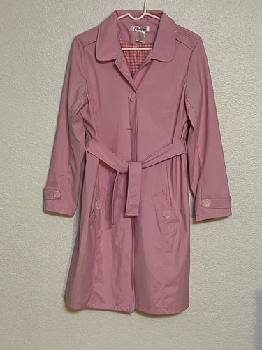 New Girl Connection Rain Coat Girl’s Sz 14-16 Pink Button-Up Belted | eBay