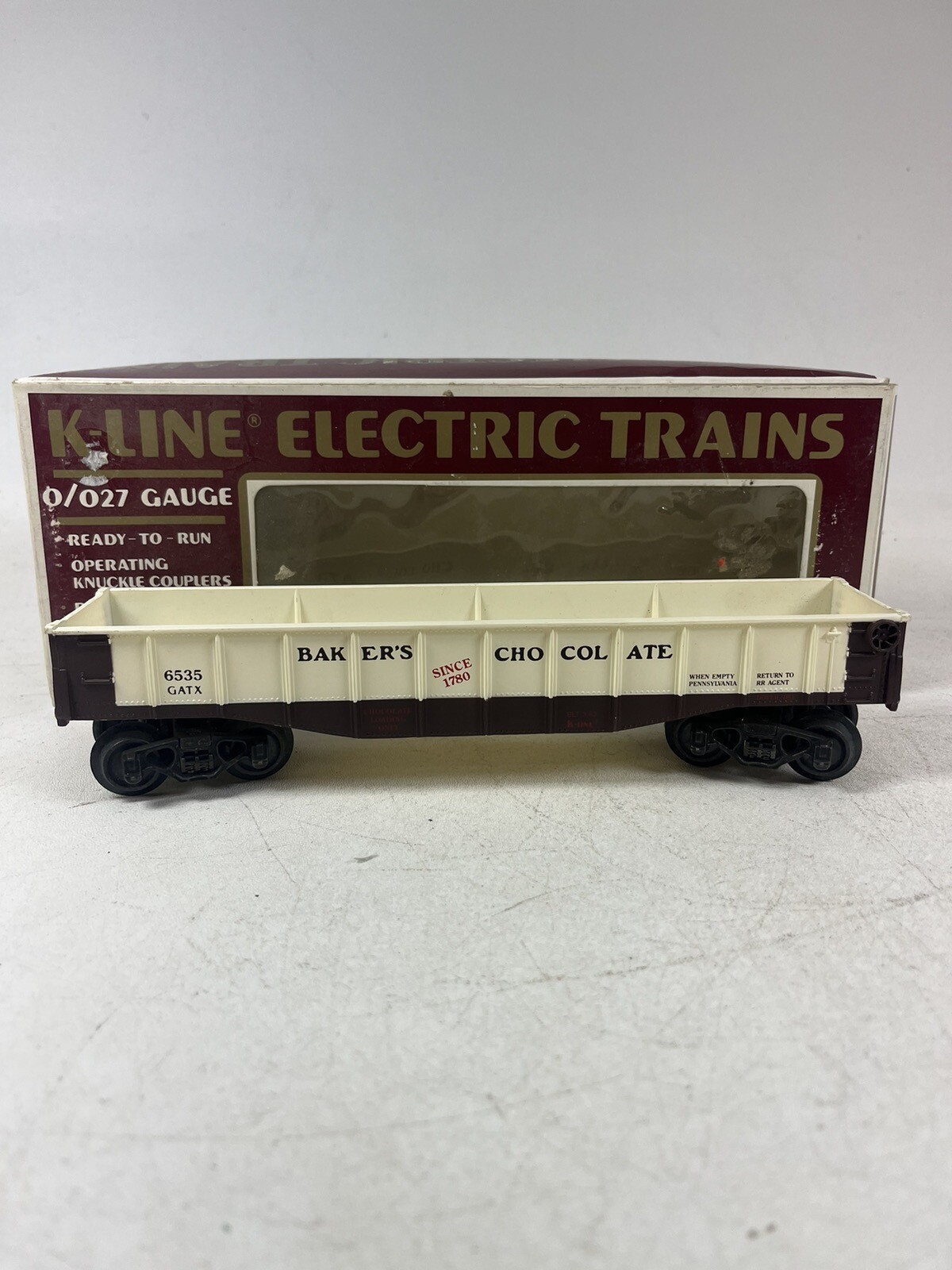 K-Line O/27 Gauge Electric Trains K6535 Gondola Bakers Chocolate W 4 ...