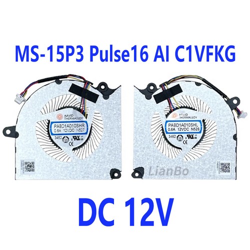 For MSI MS-15P3 Pulse16 AI C1VFKG N527 N528 Laptop CPU GPU Cooling Fan ...