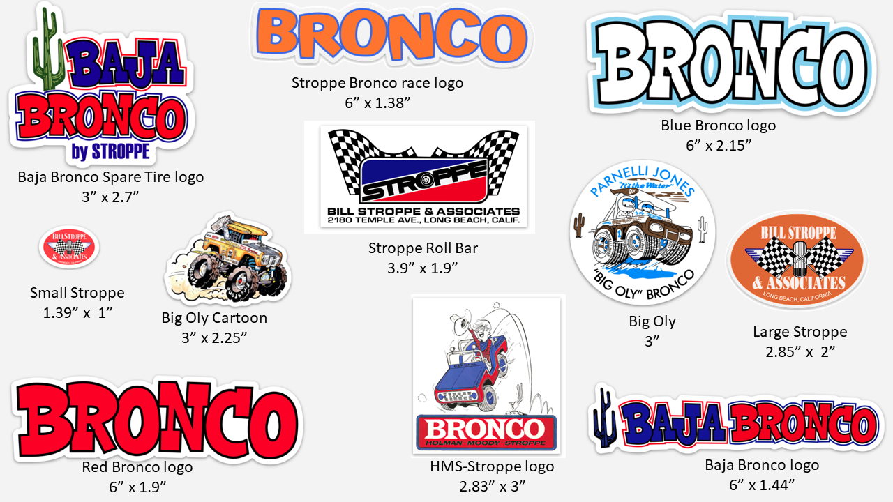 Baja Bronco Stroppe decals stickers 1966-1977 classic vintage racing ...