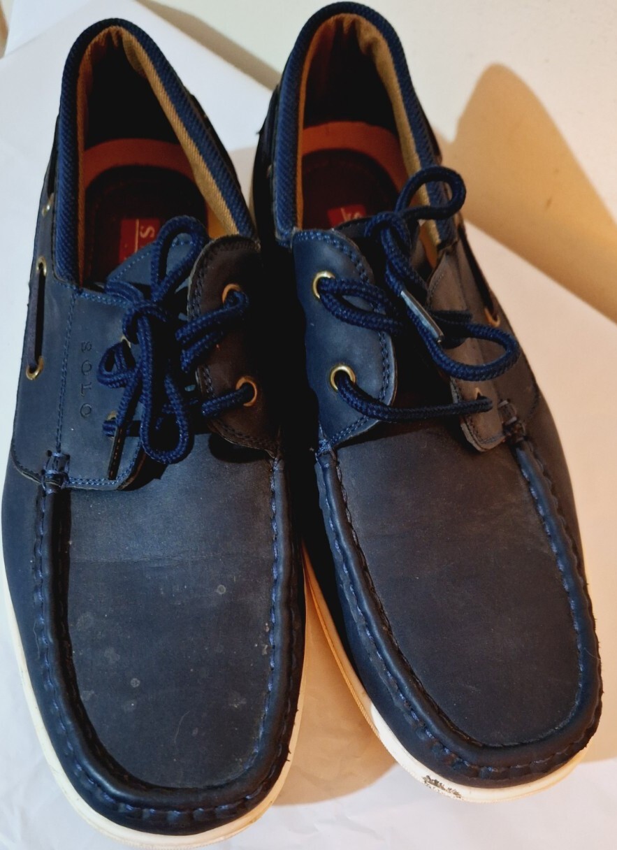 Men's Solo Blue Faux Leather Slip on Boat Deck Shoes Size US 7.5 | eBay