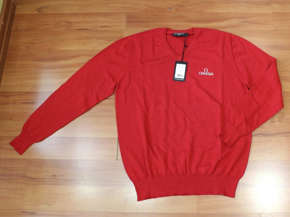 New Gagedt Original Collection Omega Red Sweater Men L Embroidered Logo ...