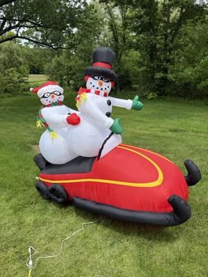 Gemmy Airblown Christmas Inflatable Prototype Snowmen On Snowmobile | eBay