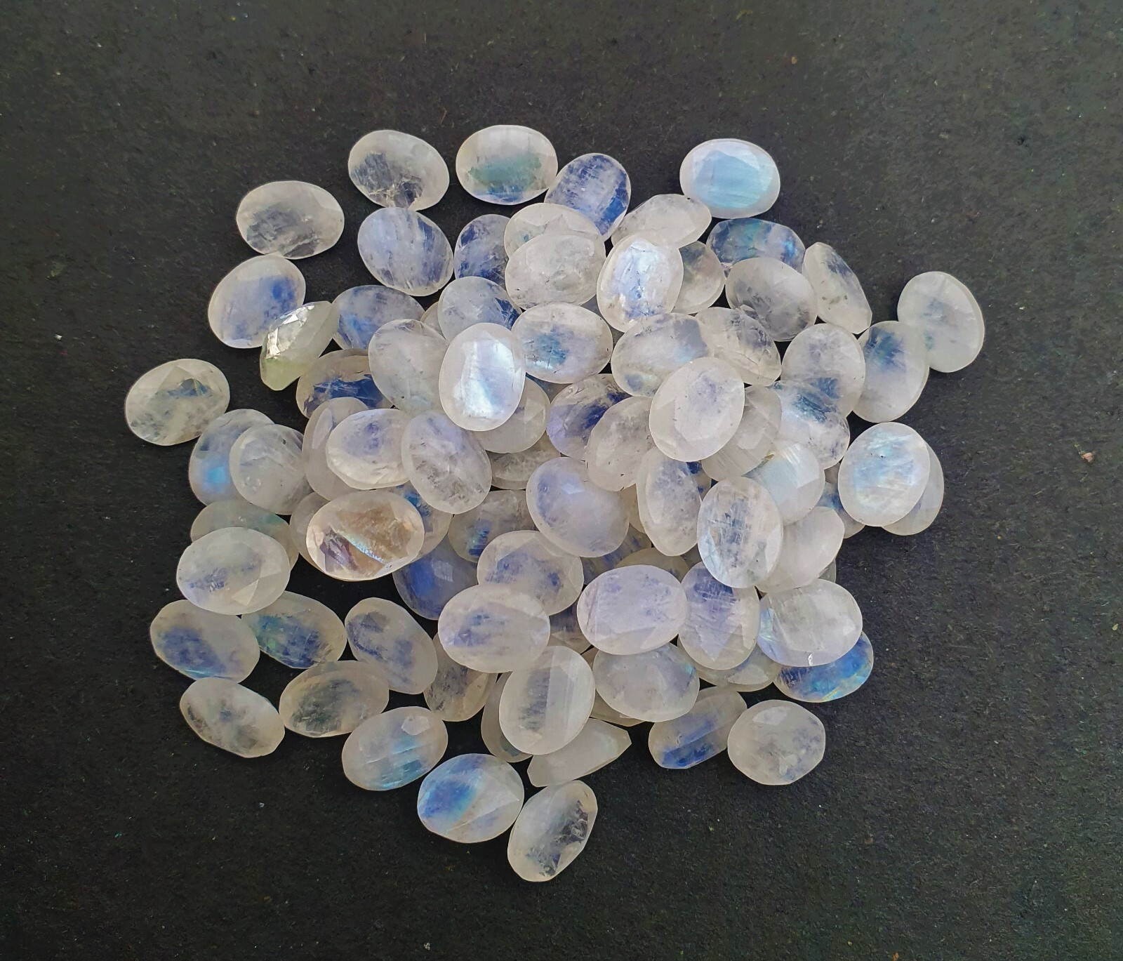 Natural Rainbow Moonstone Oval Cut Loose Gemstone Lot 57 Pcs 7x9 MM 100 ...