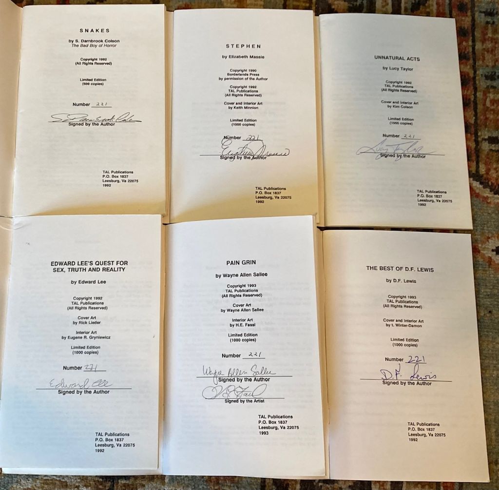 The Ultimate 6-Pack TAL Signed Ltd Horror Colson Massie Lee Taylor ...