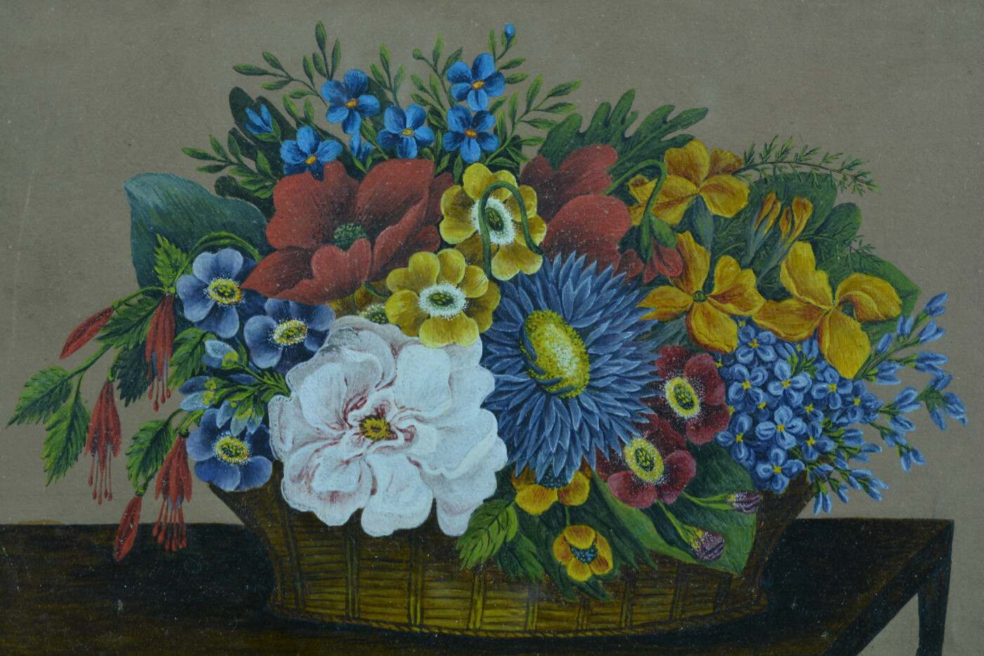 Painting Antique Bouquet of Flowers On One Table Still Life 19e Signed ...