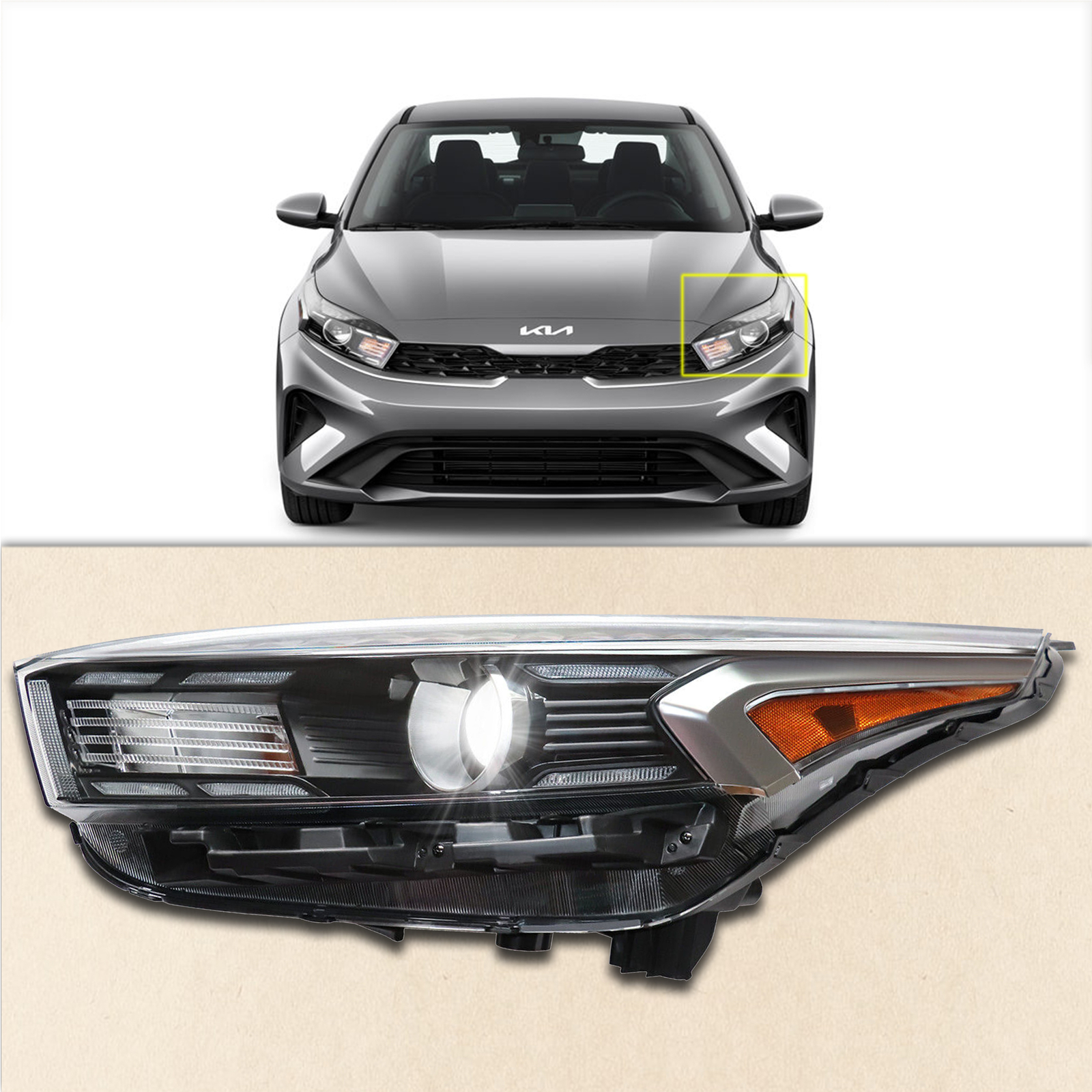 Headlight Assembly for 2022 2023 Kia Forte Left Driver Side Halogen w ...