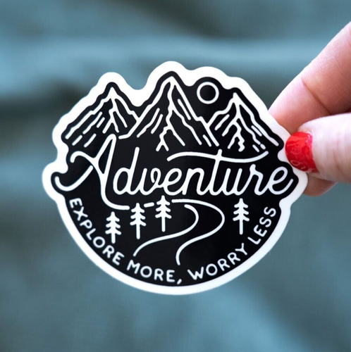 Adventure Sticker Glossy Vinyl Sticker Explore Camping Hiking Travel ...