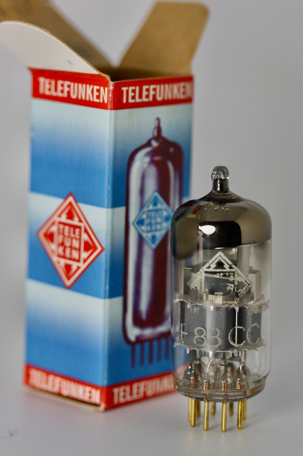 1959 TELEFUNKEN E88CC 6922 CCa WEST GERMANY GOLD-PIN GRAY-PLATE "D ...