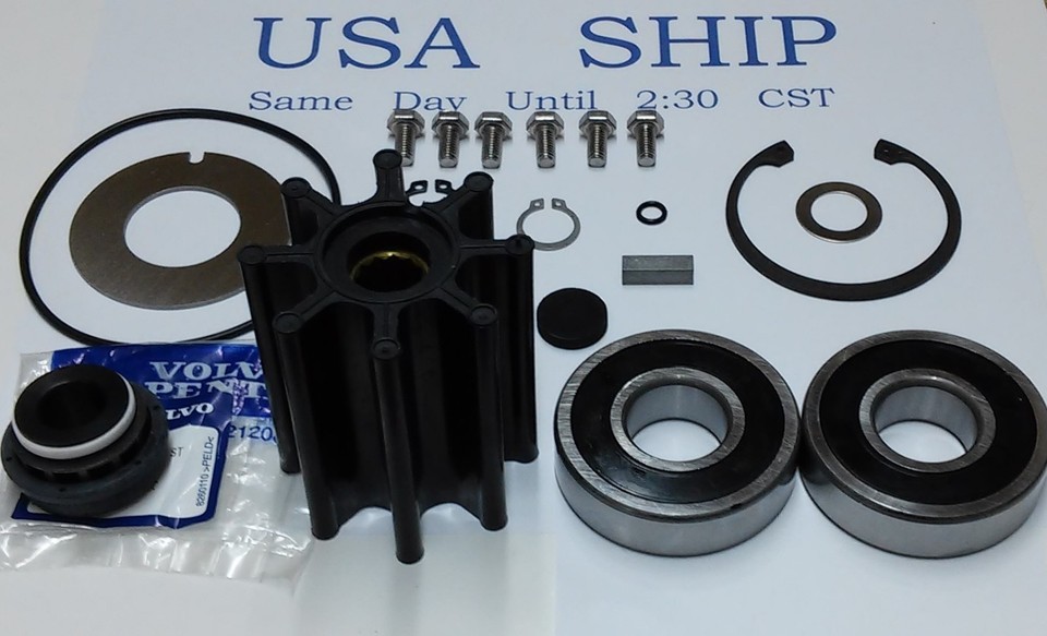 Sea Water Pump Major Repair Kit Volvo Penta D6 Series W/ Hose on Cover ...