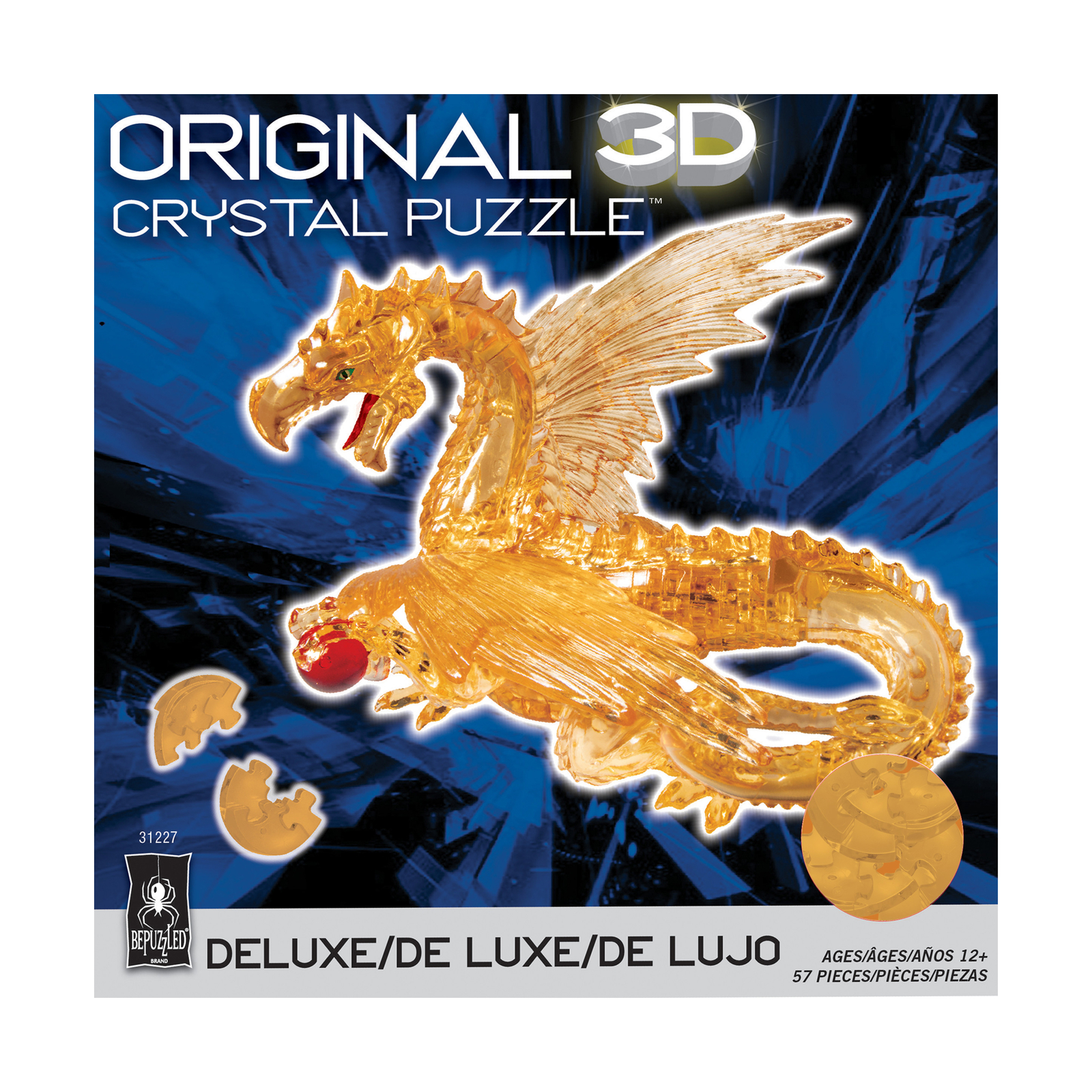 New - BePuzzled 3D Crystal Puzzle - Dragon (Gold): 57 Pcs - Ages 12 ...