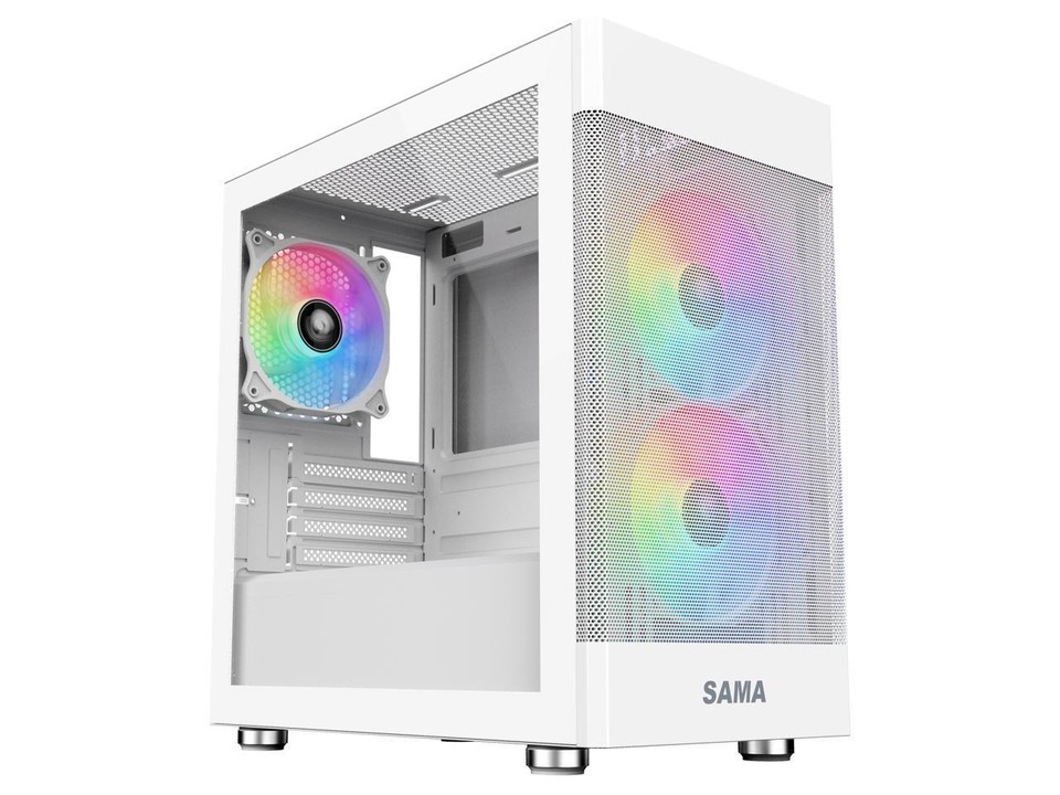 Sama ARGB-Q5-W White USB3.0 Tempered Glass Micro ATX Tower Gaming ...